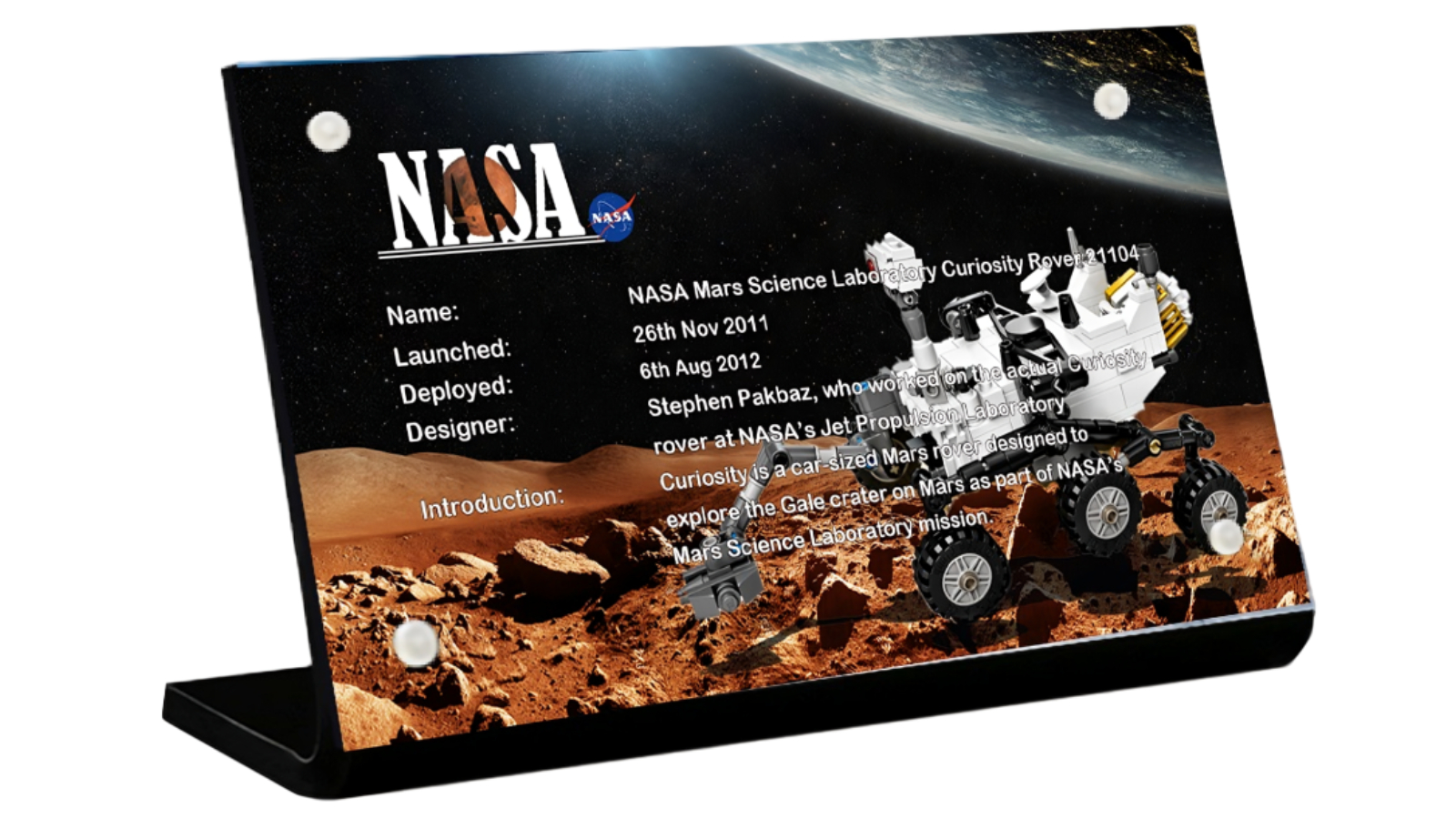 Display King Lego NASA Mars Science Laboratory Curiosity Ro Acrylic ...