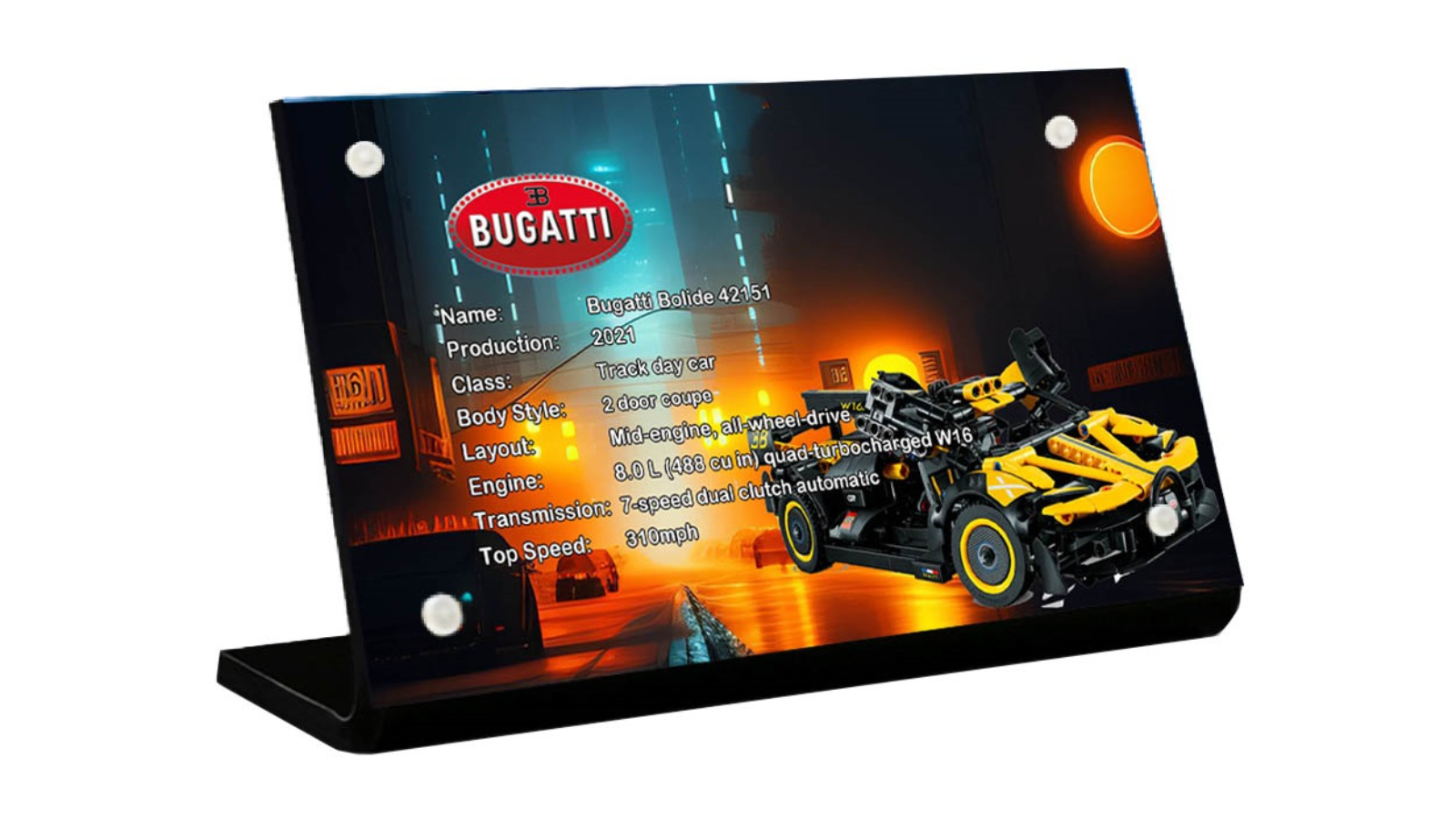 Display King Lego Bugatti Bolide Acrylic Plaque | Harvey Norman