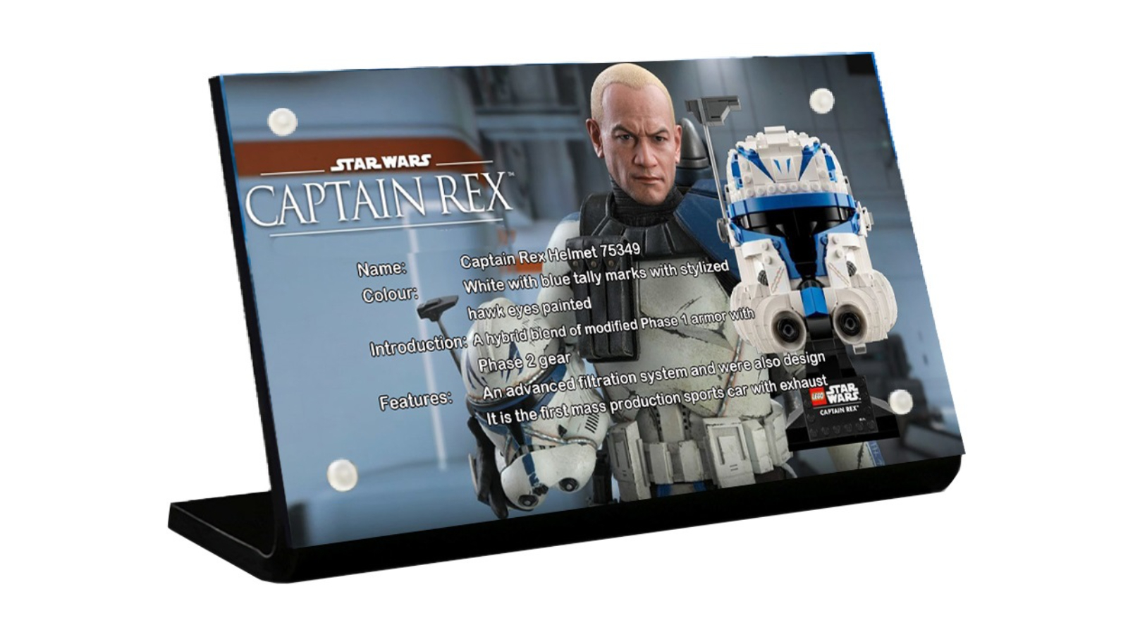 Display King Lego Captain Rex Helmet Acrylic Plaque | Harvey Norman
