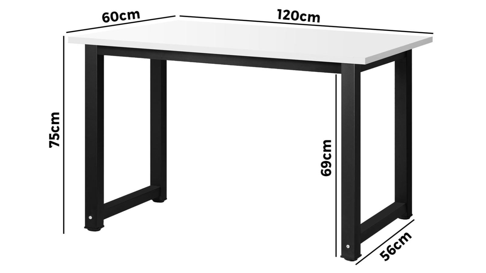 Oikiture 120cm Computer Desk - Black and White | Harvey Norman
