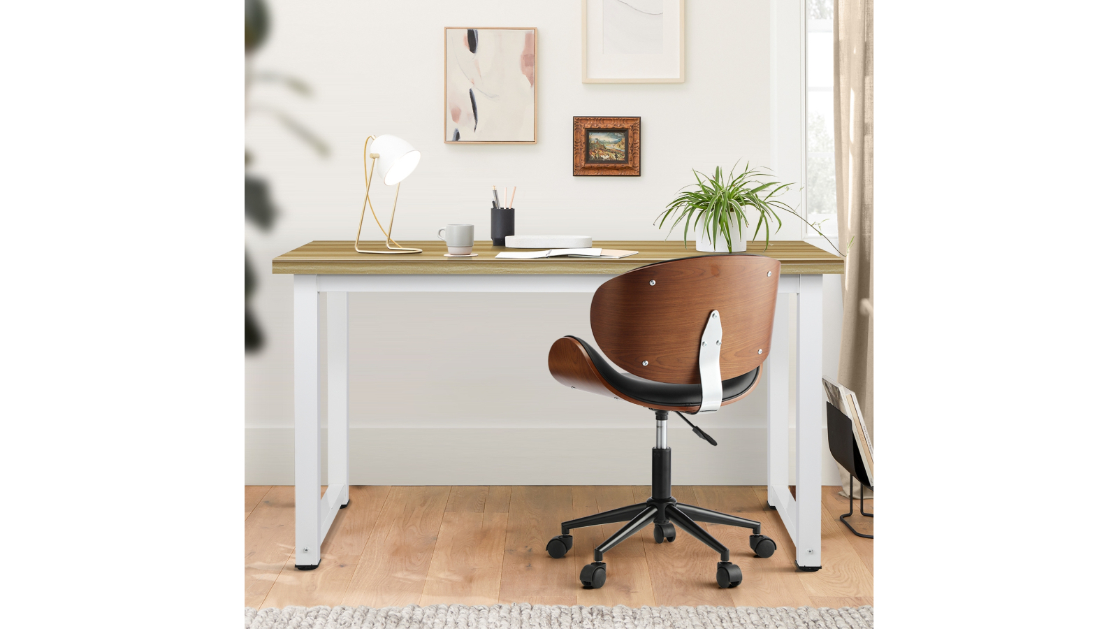 Oikiture 120cm Computer Desk - White/Wood | Harvey Norman