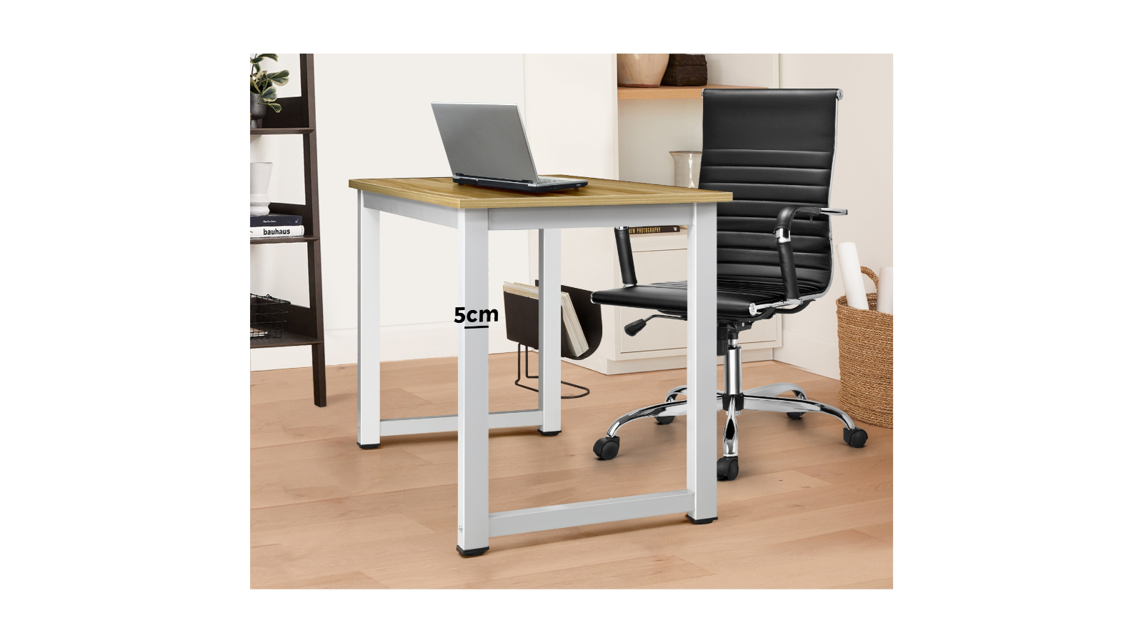 Oikiture 120cm Computer Desk - White/Wood | Harvey Norman