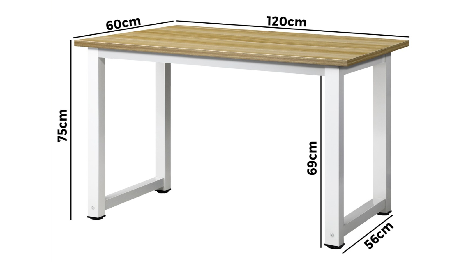 Oikiture 120cm Computer Desk - White/Wood | Harvey Norman