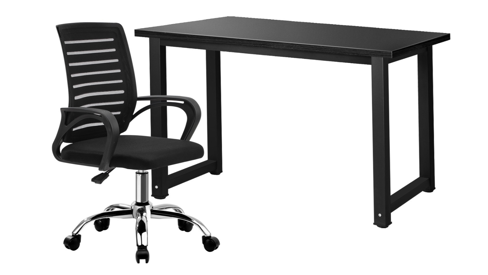 Oikiture Mesh Home Office Desk and Chair Set - Black | Harvey Norman