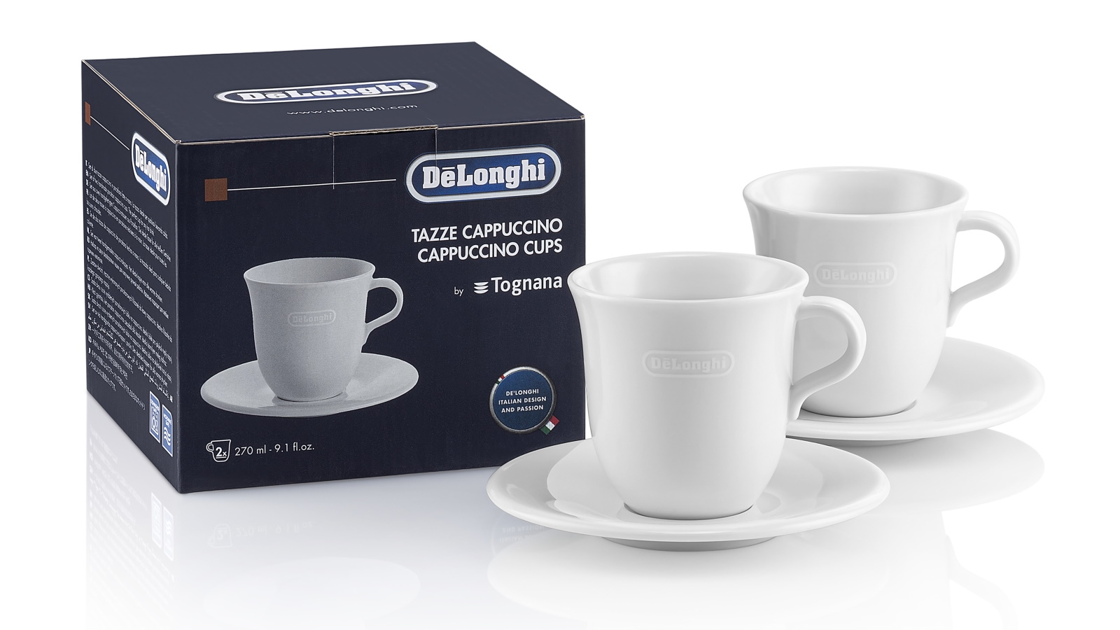 De'Longhi pack of 2 Ceramic Cappuccino Cup Set | Harvey Norman