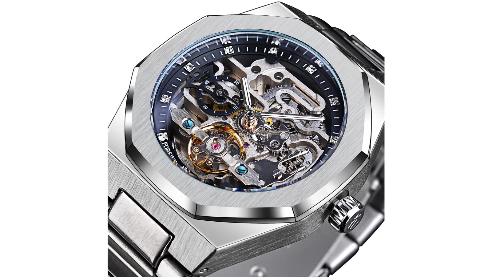 Kangaroo Fitness 3D Diamond Dial Luxury Men's Skeleton Automatic Watch ...