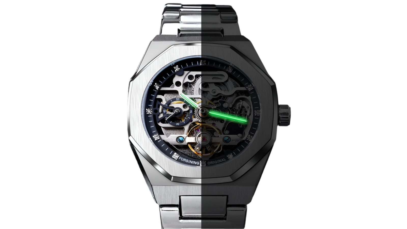 Kangaroo Fitness 3D Diamond Dial Luxury Men's Skeleton Automatic Watch ...