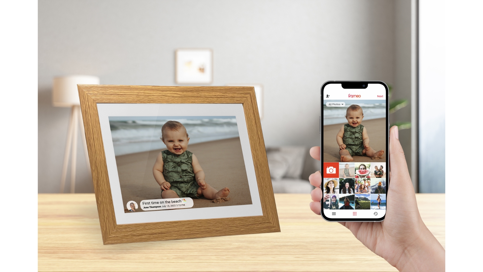 Jackson Frameo 7-inch WiFi Digital Photo Frame - White with Oak Frame ...