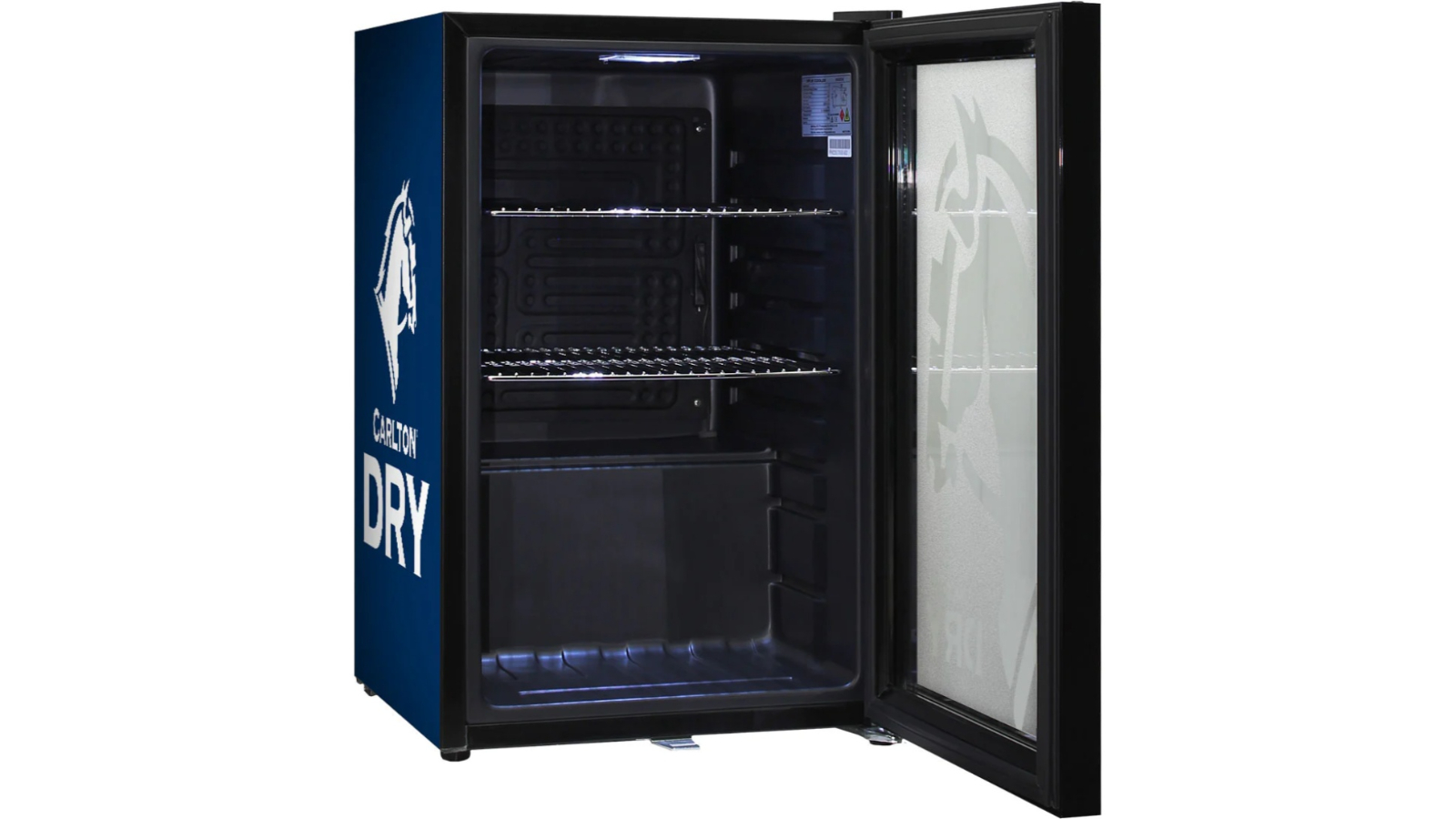Man Cave Carlton Dry Glass Door Bar Fridge with Cool Frosted Logo 70 ...