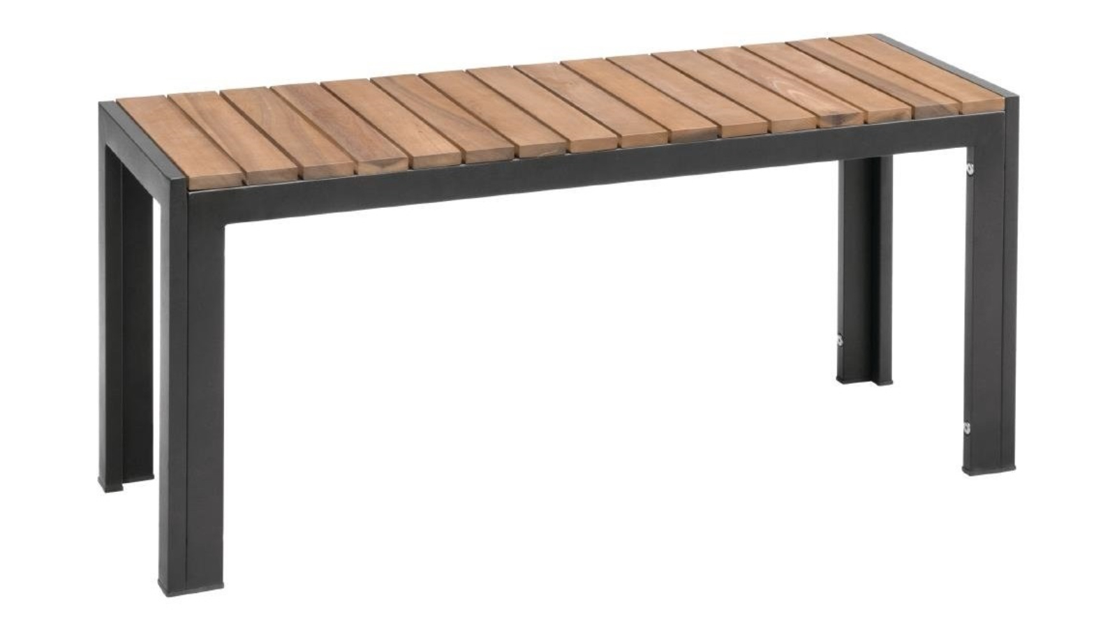 Bolero Pack of 2 Rectangular Steel and Acacia Cafe Benche - 100cm ...