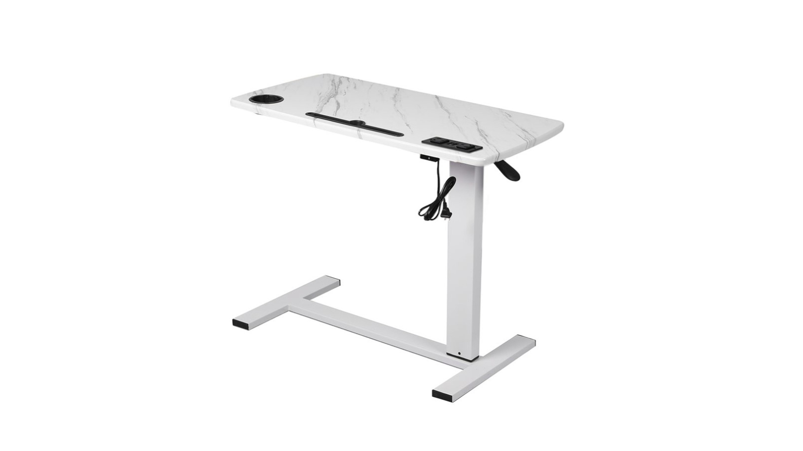 Levede 88cm Steel Frame Adjustable Side Table - White | Harvey Norman