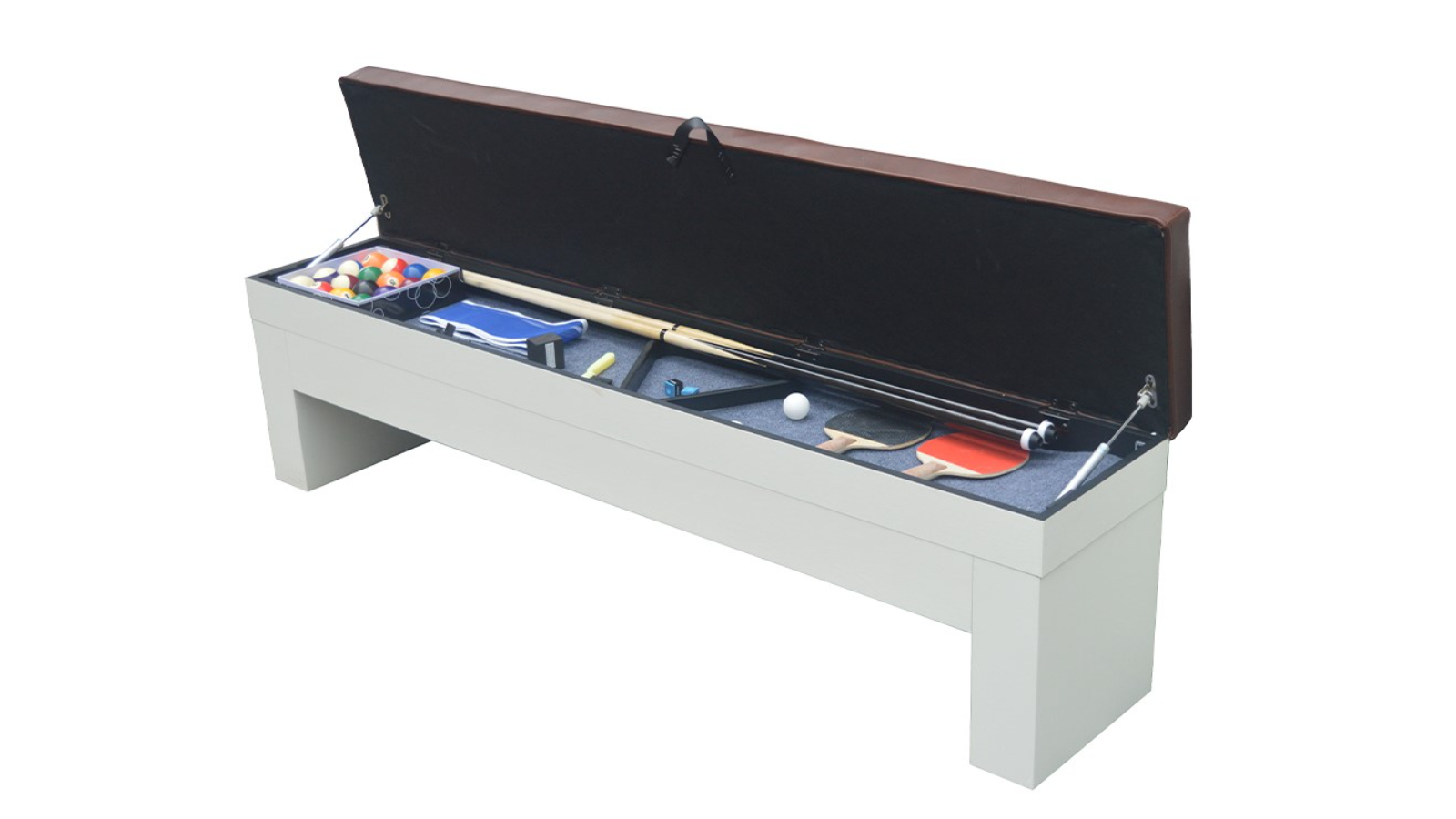 Mace Storage Bench for Dining Pool Table - Brown/White | Harvey Norman