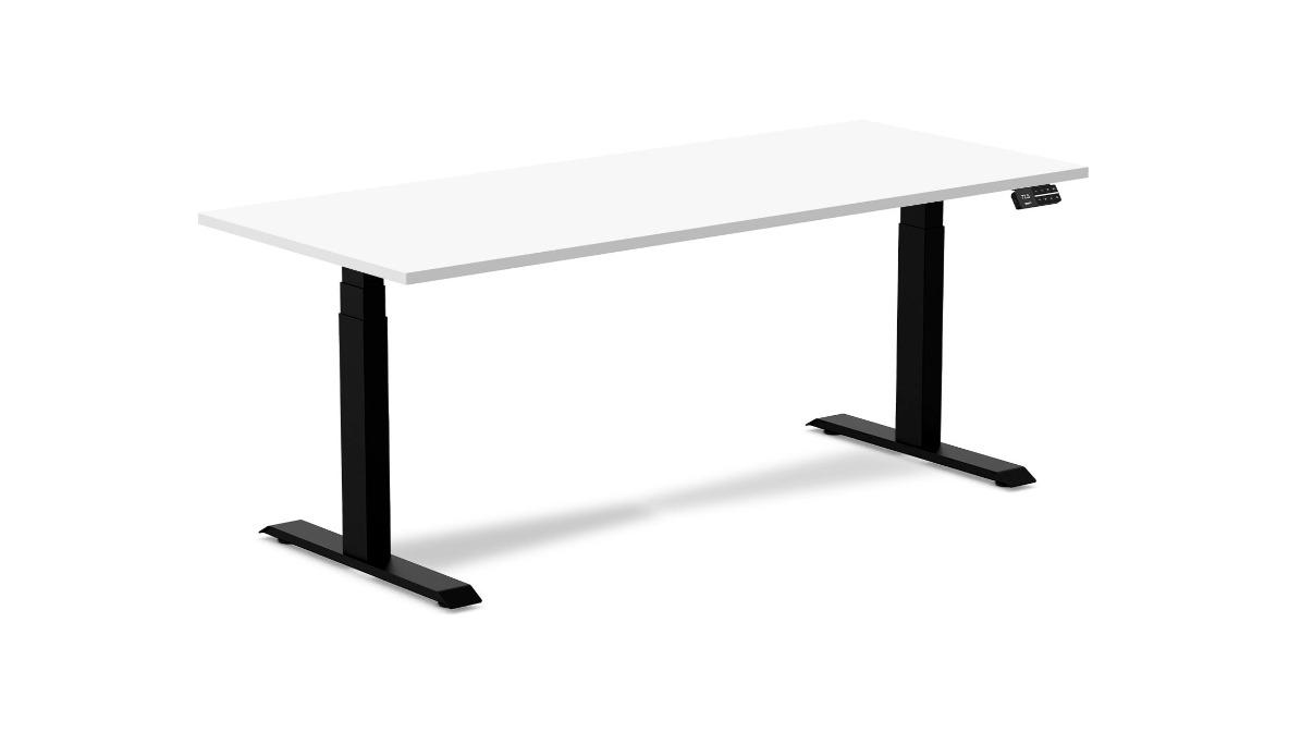 Desky White/Matte Black Dual Melamine Sit Stand Desk - 180 x 75cm ...