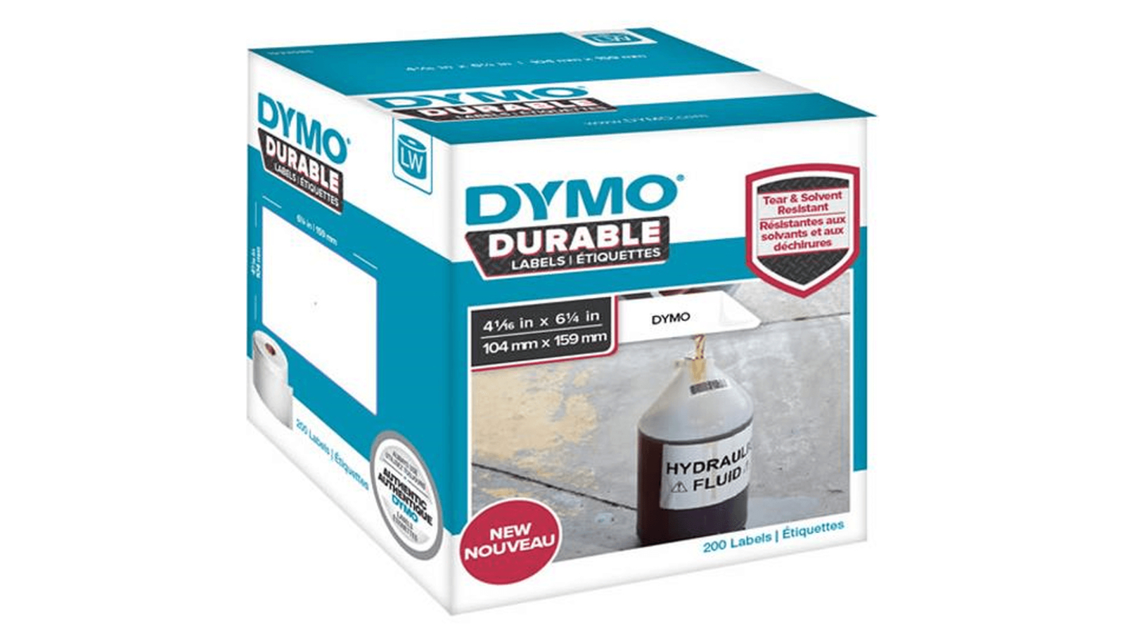 Dymo 1933086 Box of 200 White Lw Label Writer Durable Label - 10.4 x 15 ...