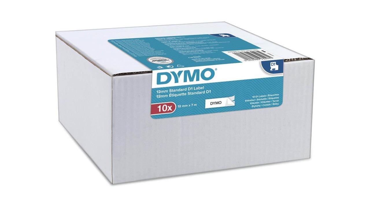 Dymo 45013 Box of 10 Value Pack Black/White D1 Labelling Tape - 1.2 x 0 ...