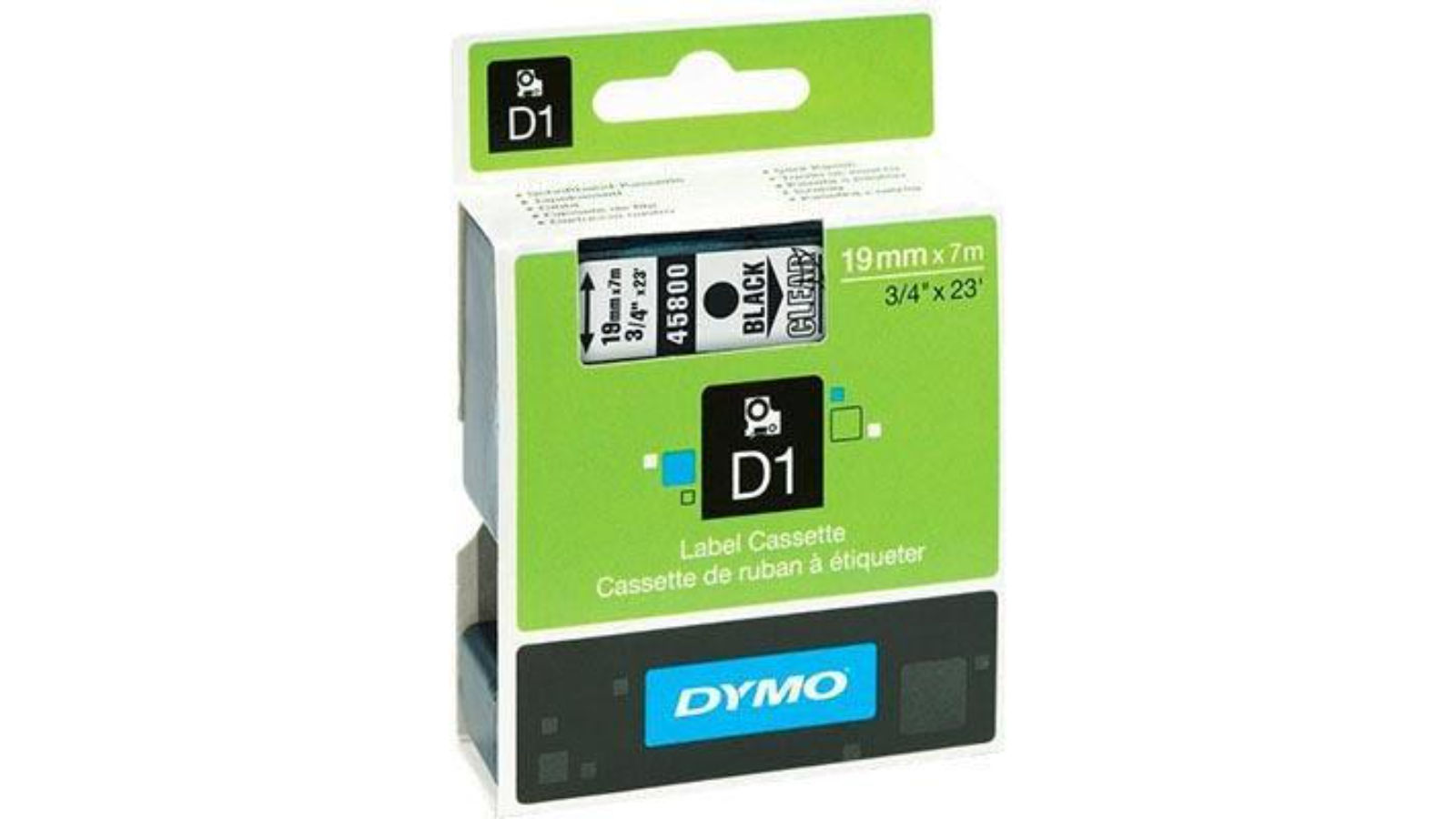 Dymo 1.9cm x 7metre D1 Labelling Tape - Black on Clear | Harvey Norman