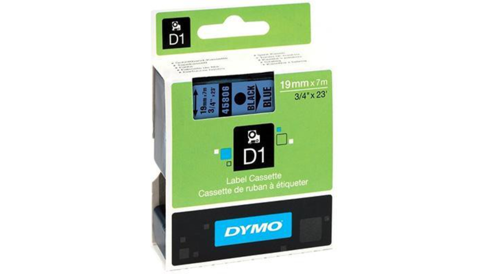 Dymo 1.9cm x 7metre D1 Labelling Tape - Black on Blue | Harvey Norman