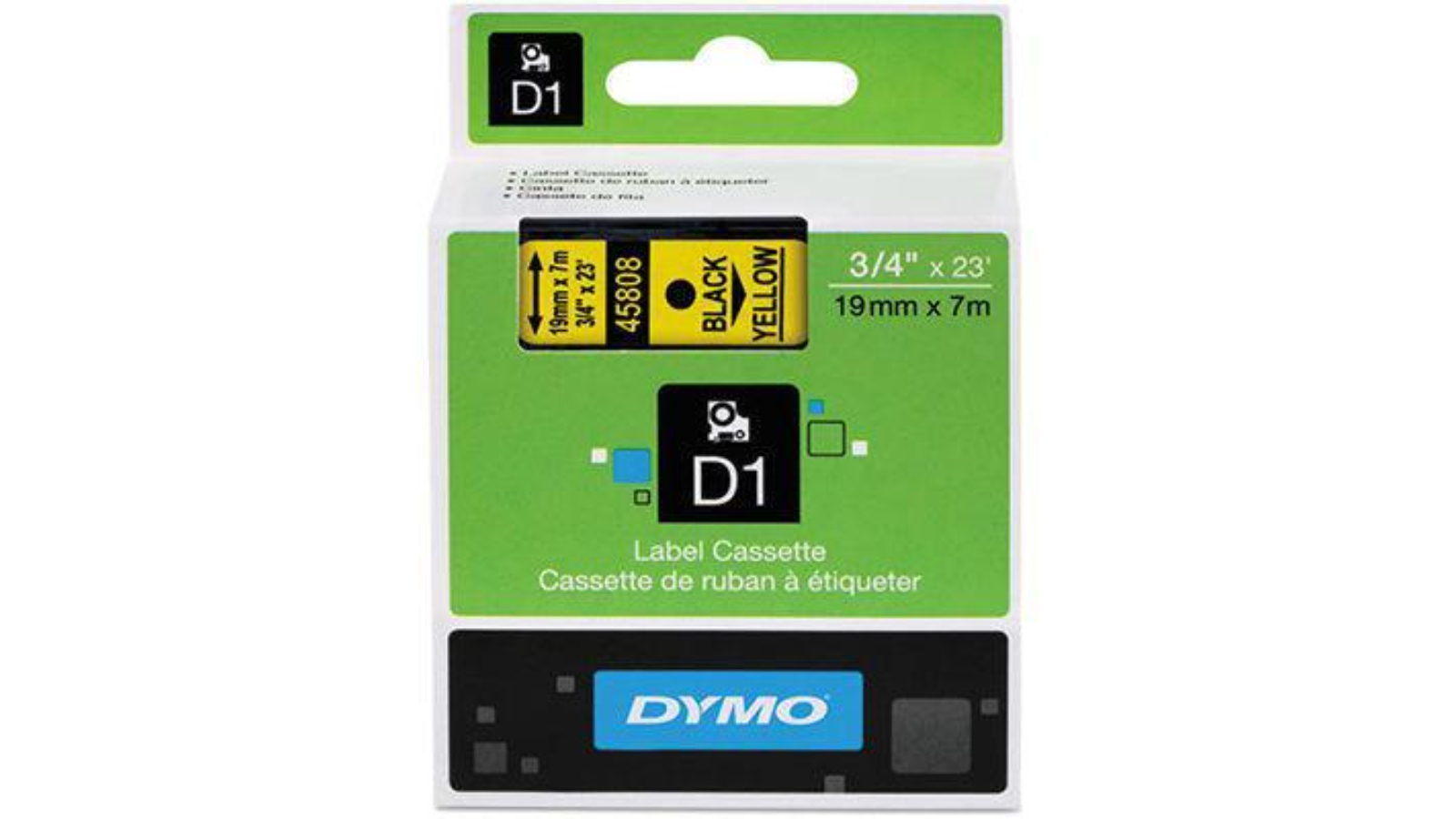 Dymo 1.9cm x 7metre D1 Labelling Tape - Black on Yellow | Harvey Norman