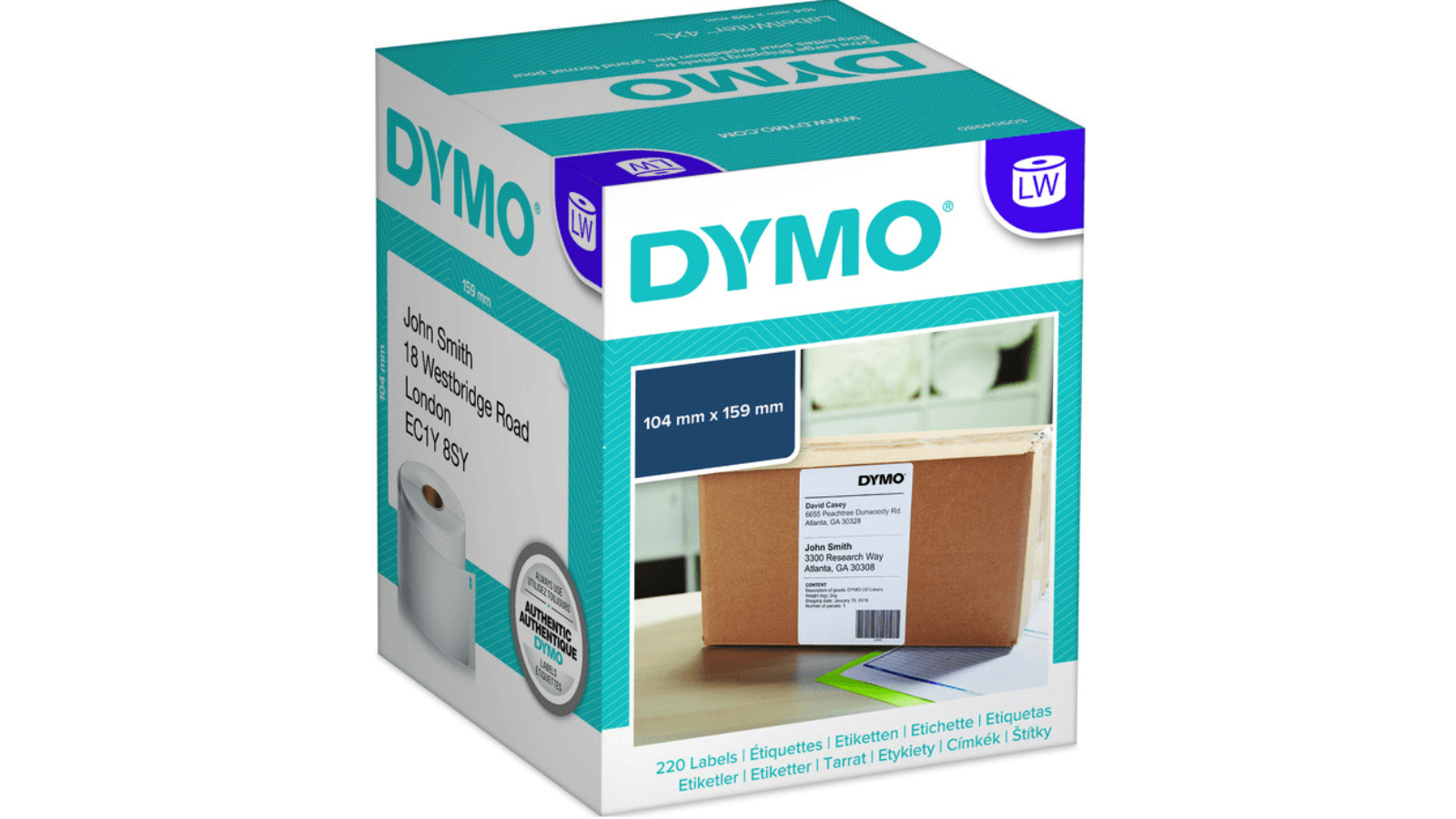 Dymo S0904980 e-Parcel Courier Label Writer 220 Shipping Label Roll ...