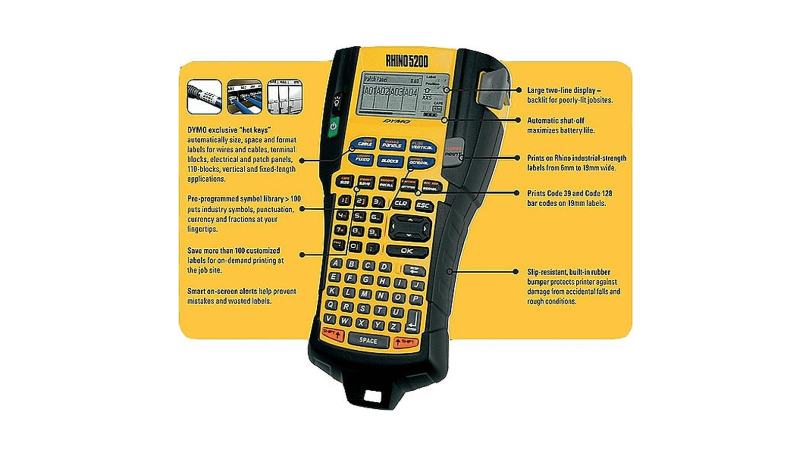 Dymo Rhino 5200 Label Machine Industrial Kit Labeller Printer | Harvey ...