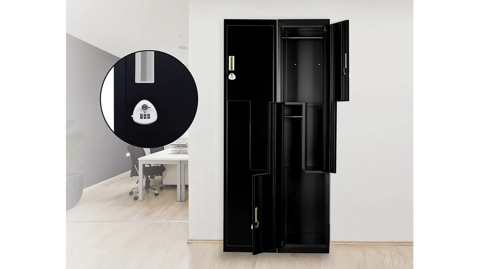 Serrano Black Two-Door L-Shaped 3 Digit Combination Storage Locker ...