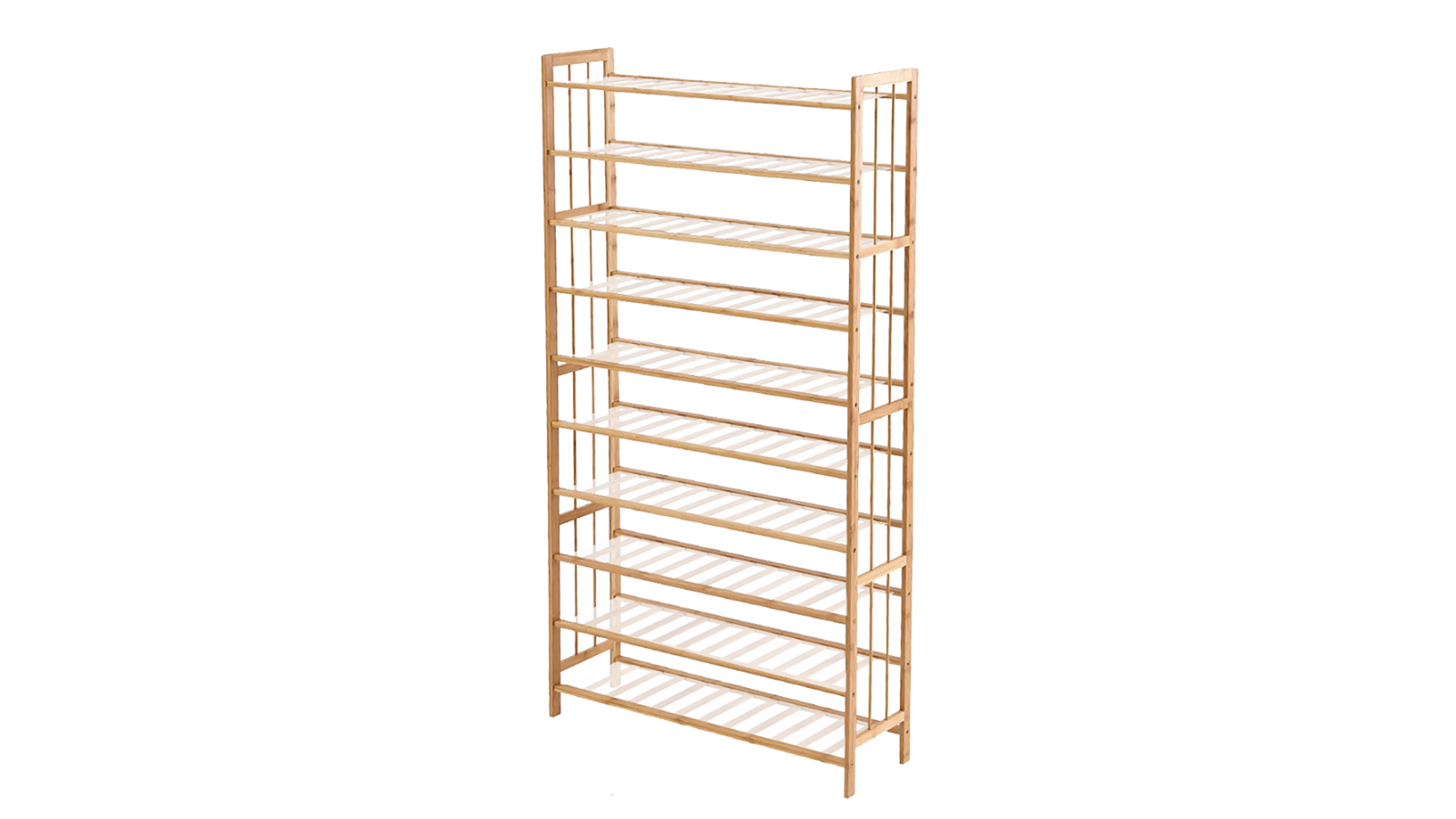 Levede 10-Tier Bamboo 80cm Wide Shoe Rack Stand | Harvey Norman