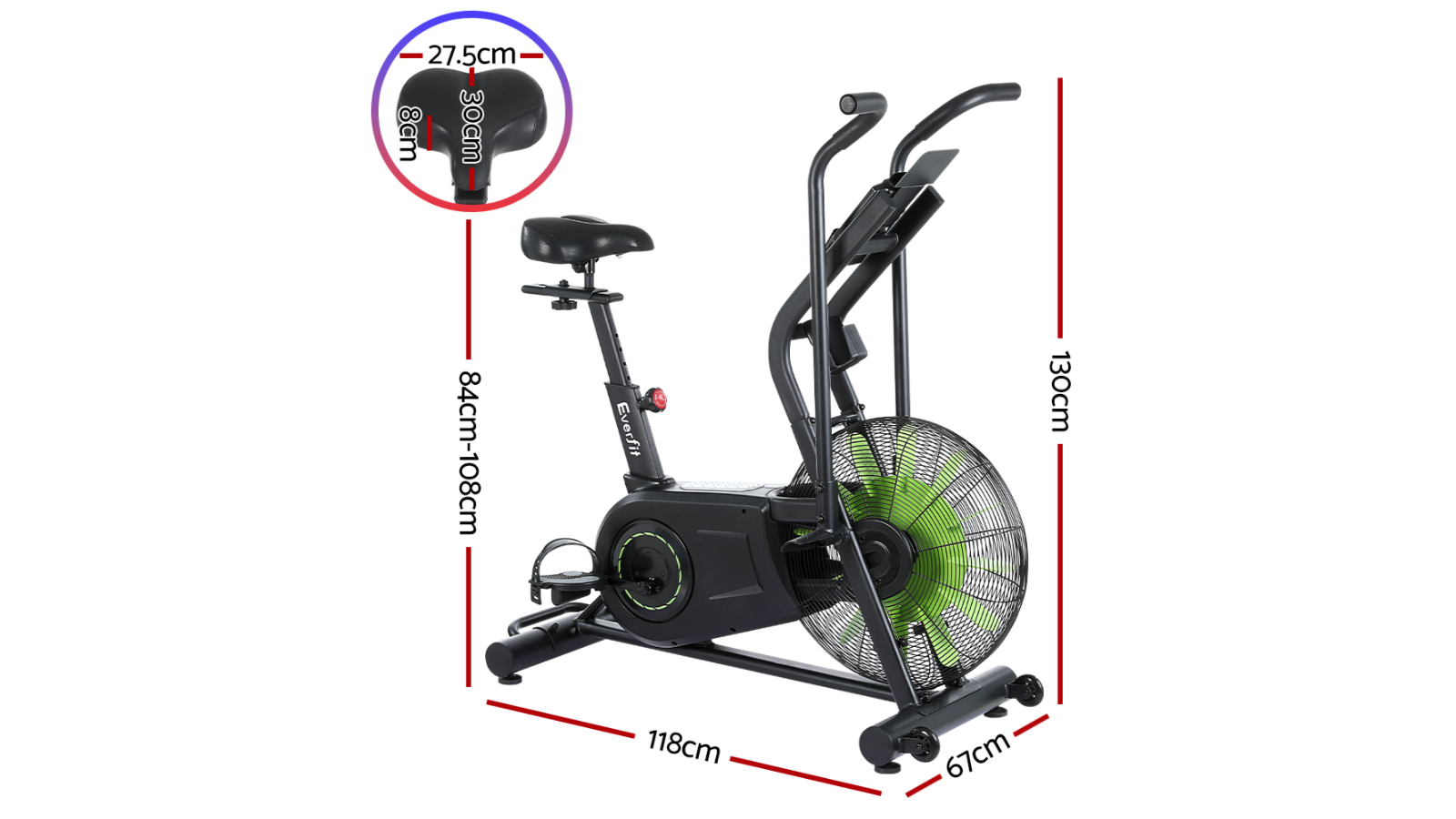 Everfit Fitness Home Gym Cardio Air Bike Dual Action Exercise Bike ...