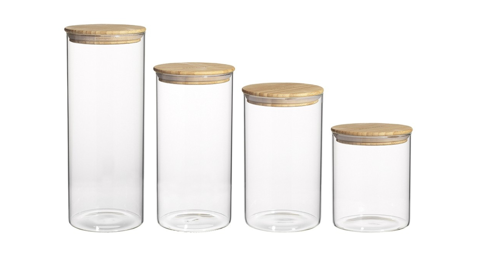 Ecology 4 Piece Pantry Round Glass Canisters Organiser with Bamboo Lid ...