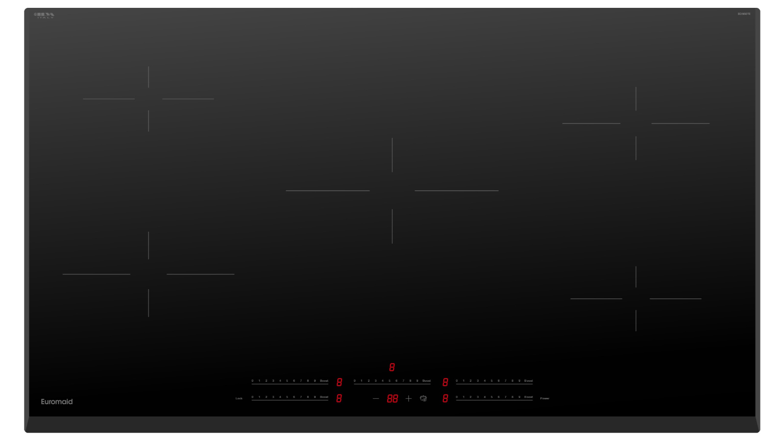 Euromaid 90cm 5 Zone Touch Control Induction Cooktop | Harvey Norman