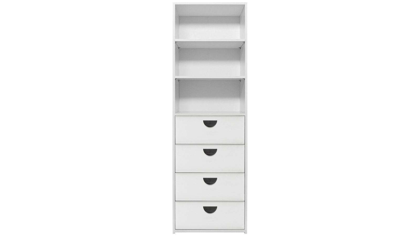 European Cabinetry Geneva Slim Half Moon 3-Shelf Built-in 4-Drawer ...