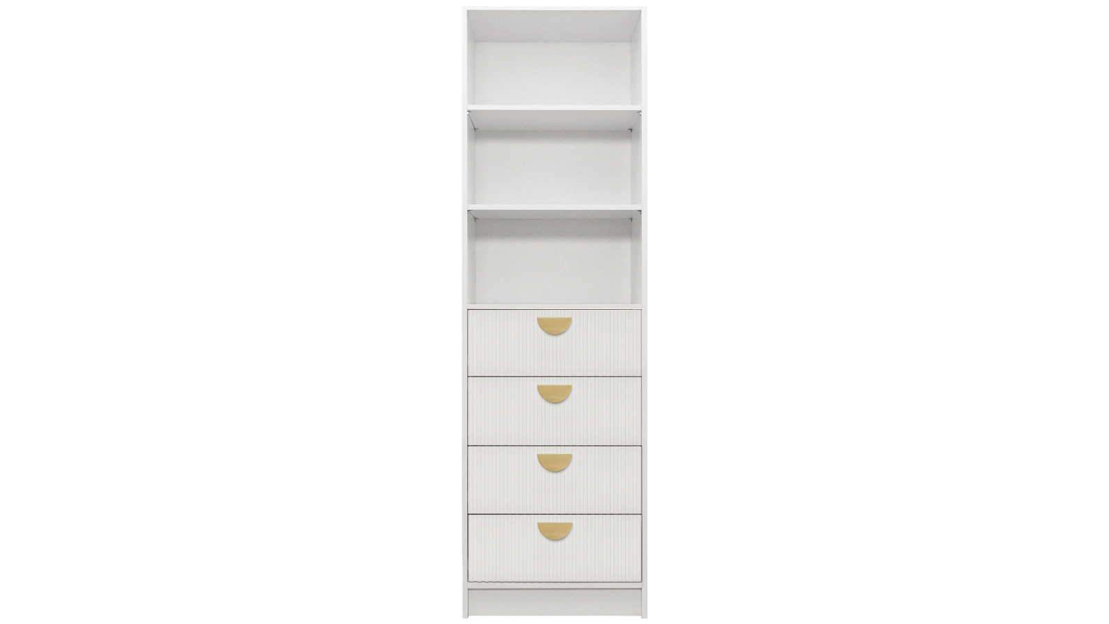 European Cabinetry Malmo Fluted Half Moon 3-Shelf Built-in 4-Drawer ...