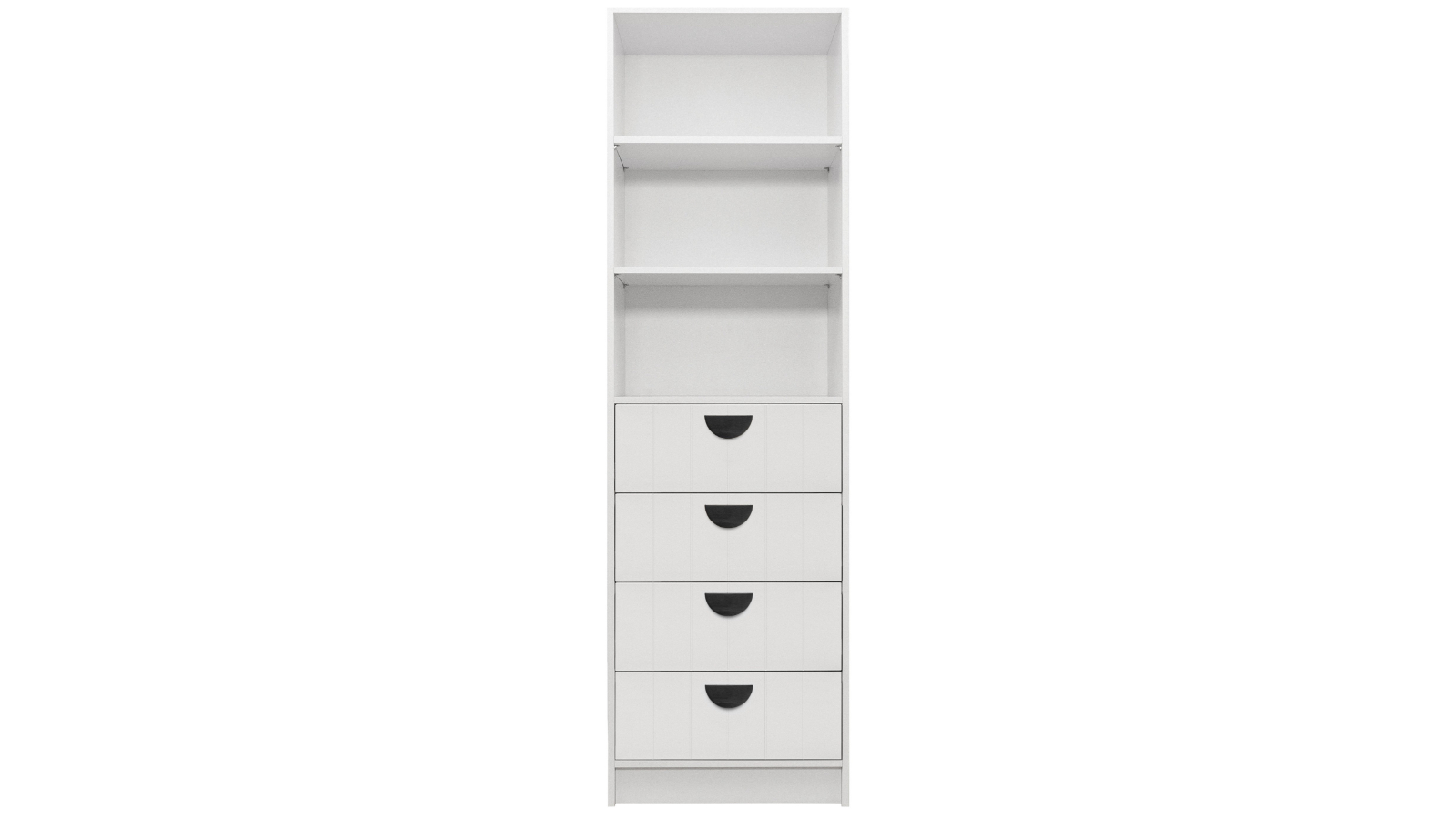 European Cabinetry 3-Shelf/4-Drawer White Vj Panel Half Moon Malmo Walk ...