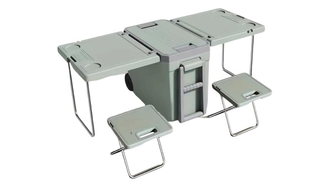 NNETM 32Litre Portable Outdoor Cooler Box and Folding Table Chair Set ...