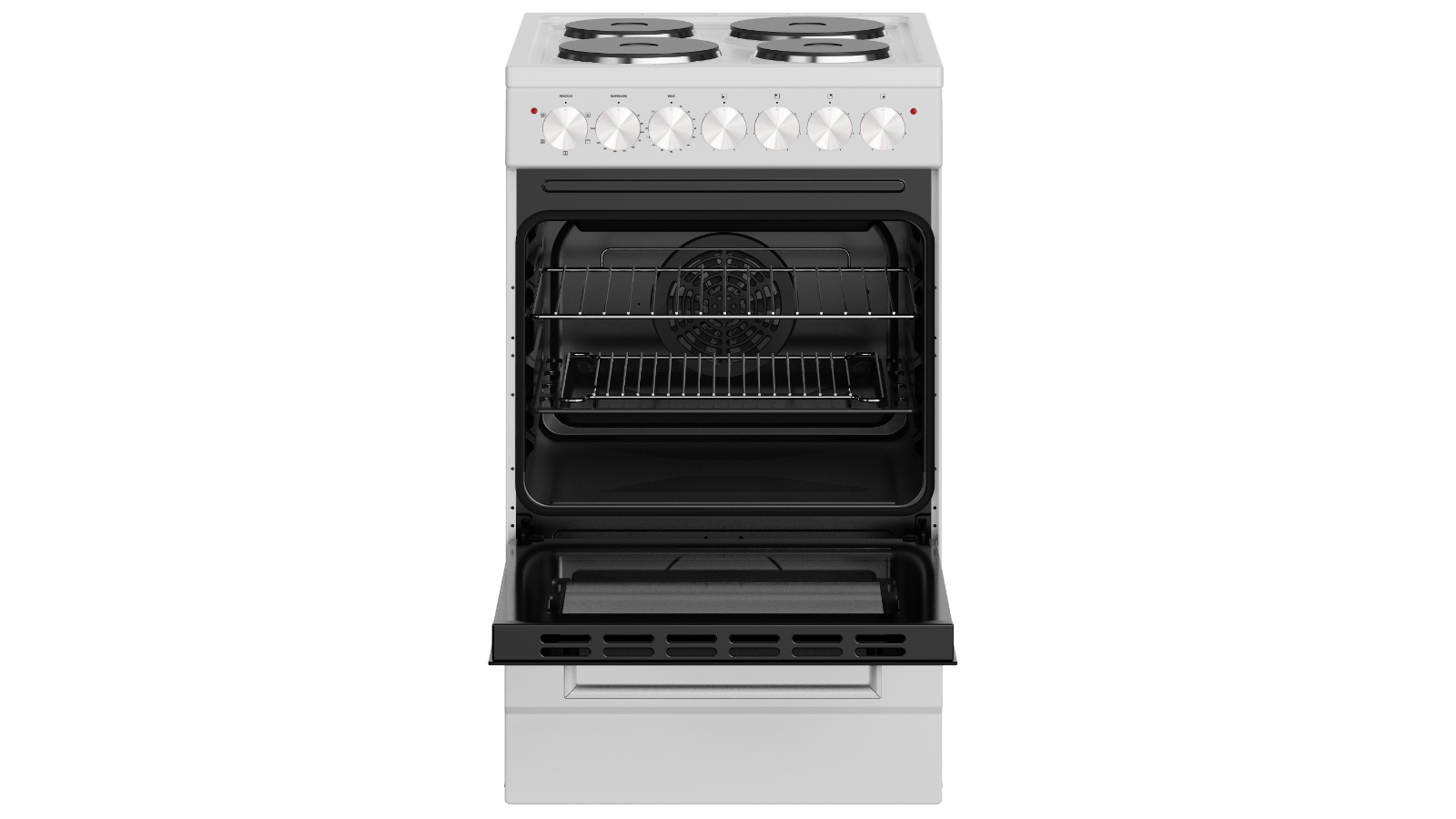 Euromaid 50cm 5 Function Electric Freestanding Cooker - White | Harvey ...