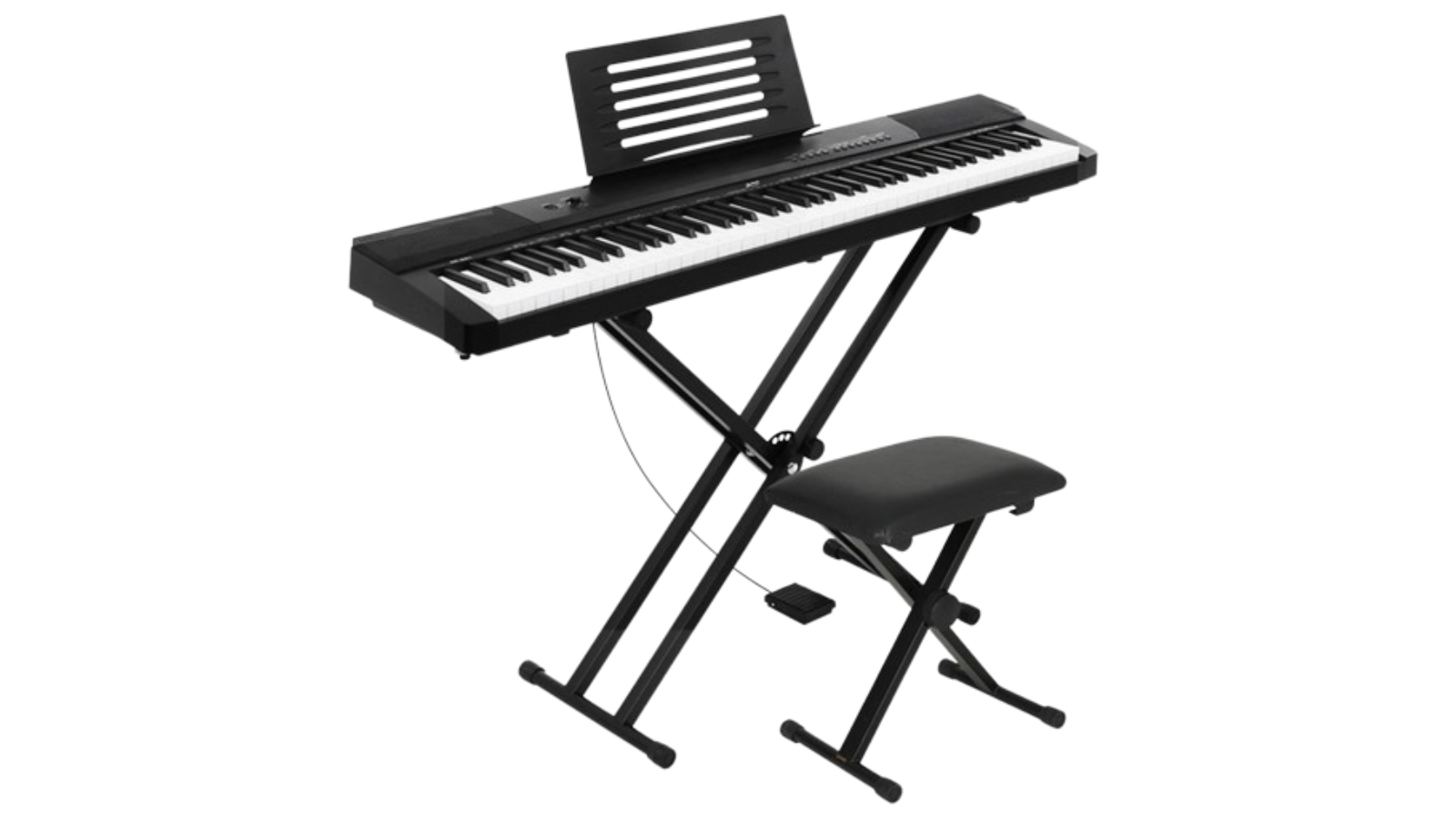 Alpha 88-Key Electronic Piano Keyboard with Pedal Stand Stool | Harvey ...