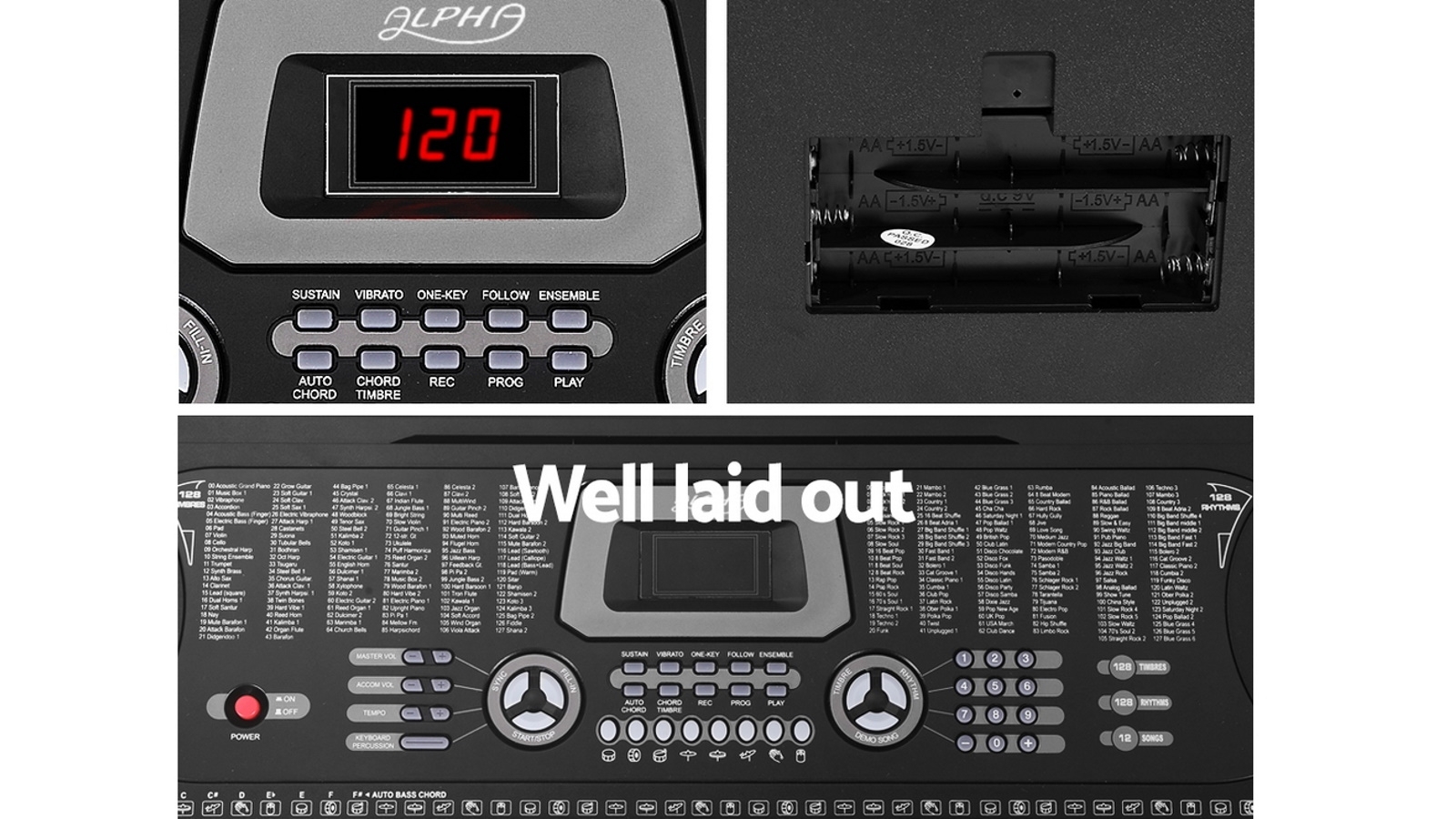 Alpha 61 Keys Electronic Piano Keyboard - Black | Harvey Norman