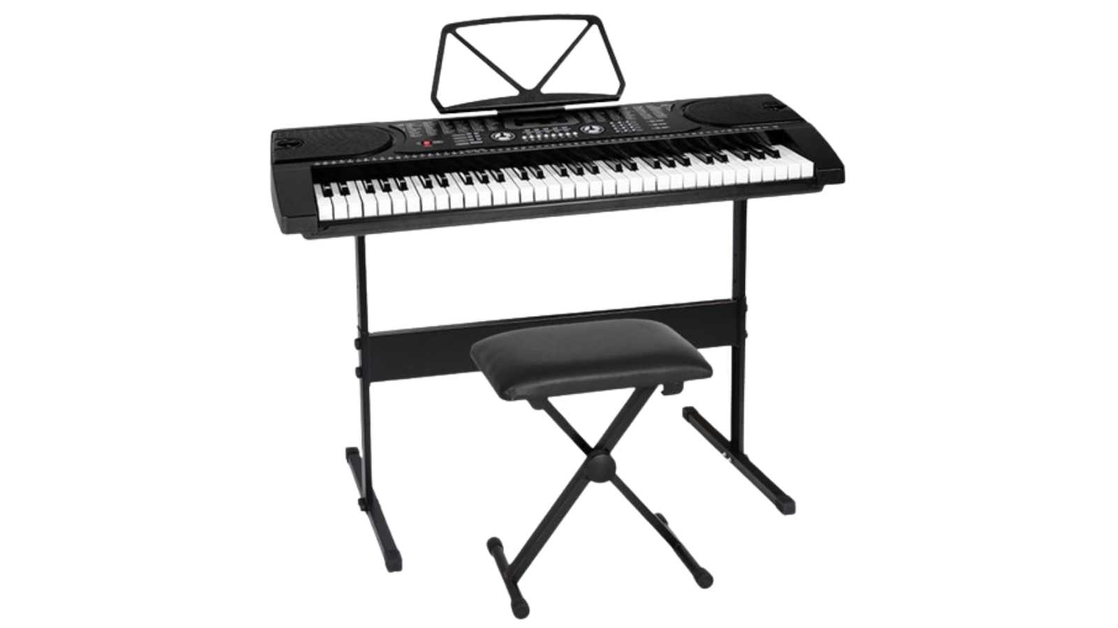 Alpha 61-Key Electronic Piano Keyboard with Stand Stool - Black ...