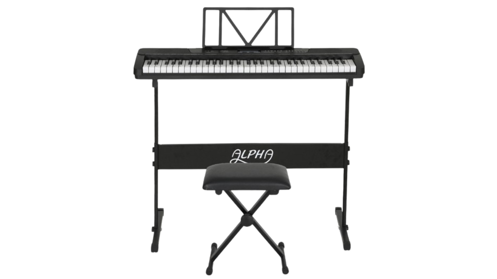 Alpha 61-Key Electronic Piano Keyboard with Touch Stand Stool | Harvey ...