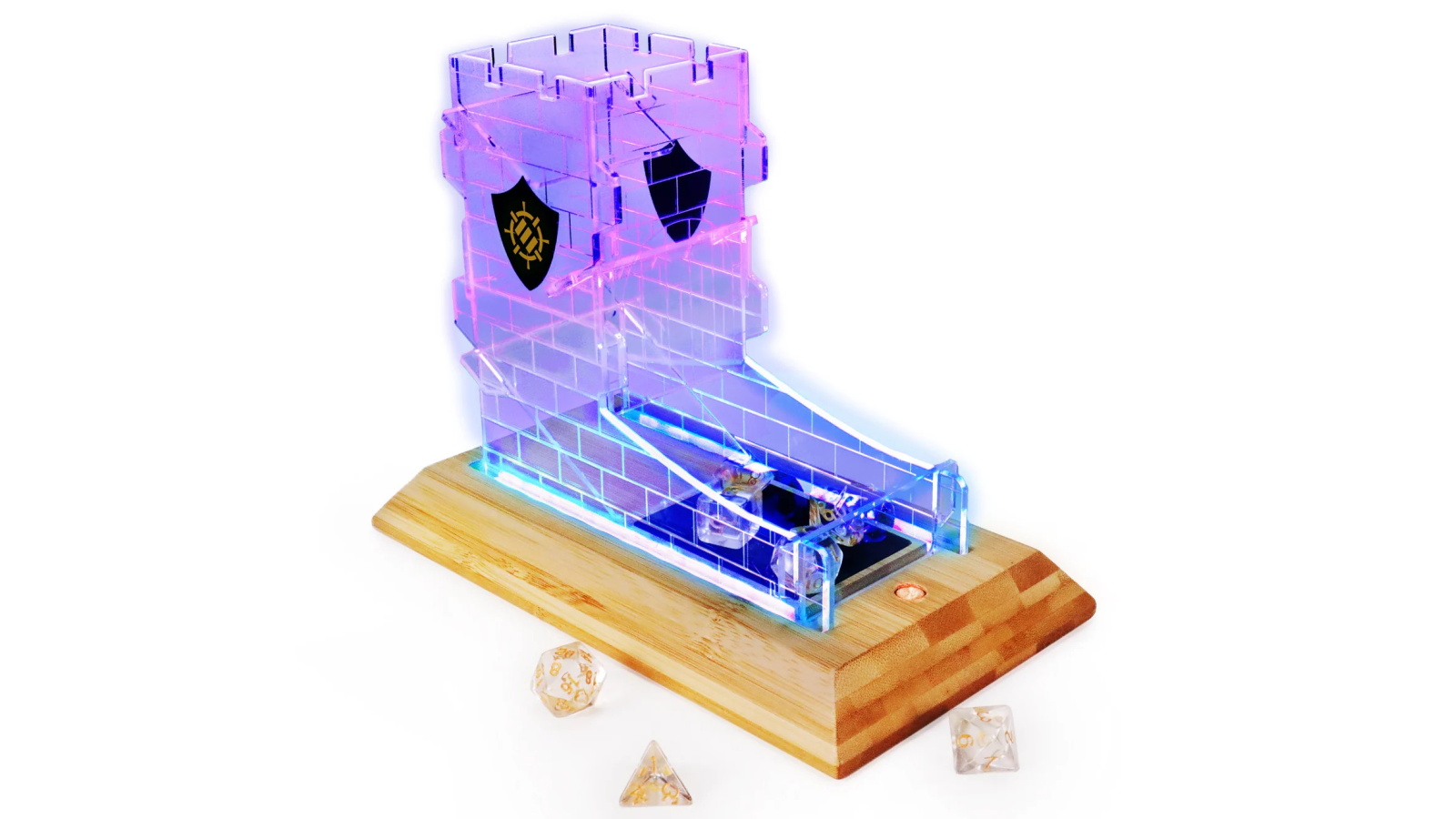 Enhance Tabletop LED Dice Tower and 7-Piece Clear Dice Set | Harvey Norman