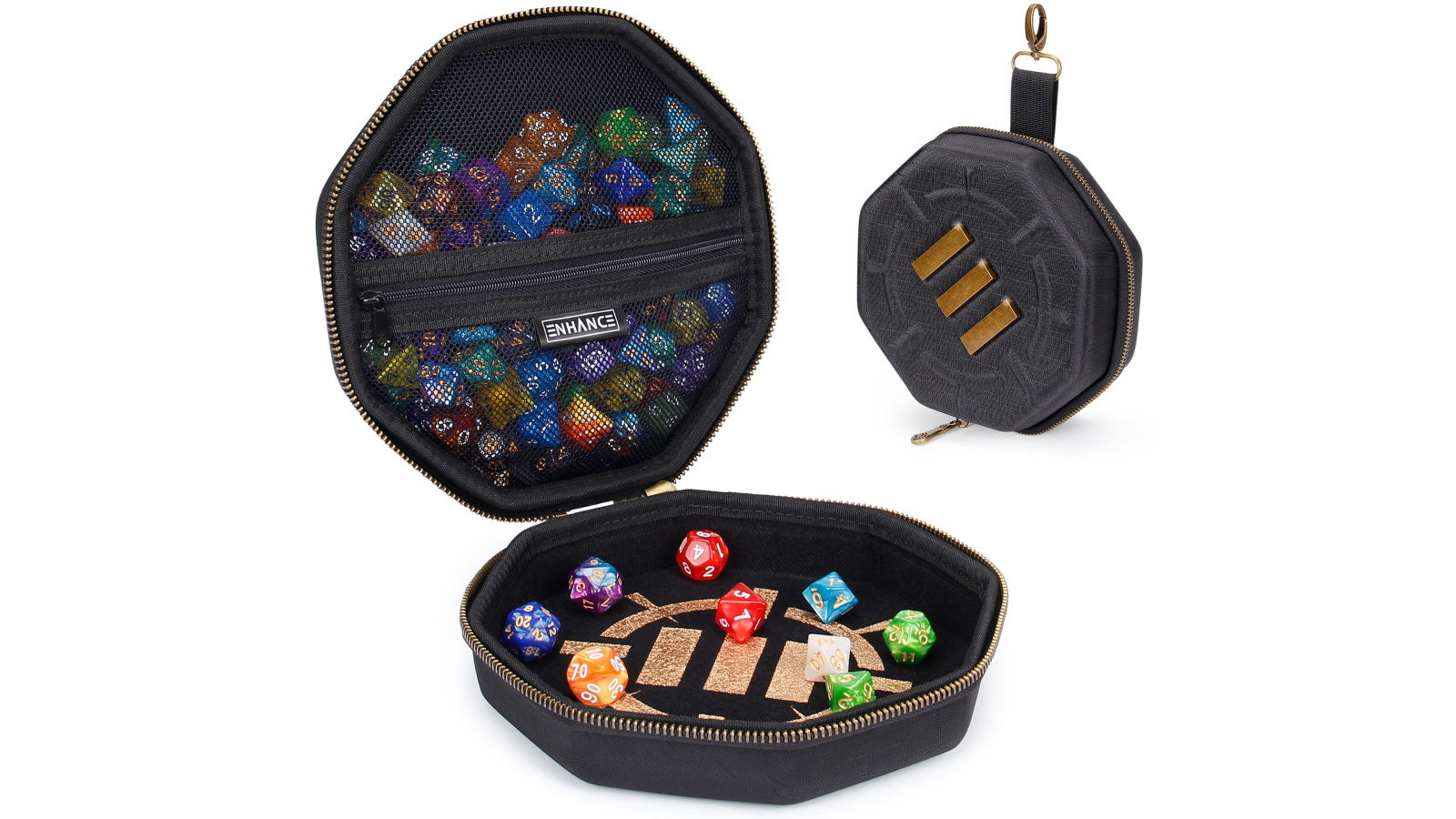Enhance Tabletop RPG Dice Organizer Case and XL Rolling Tray - Black ...