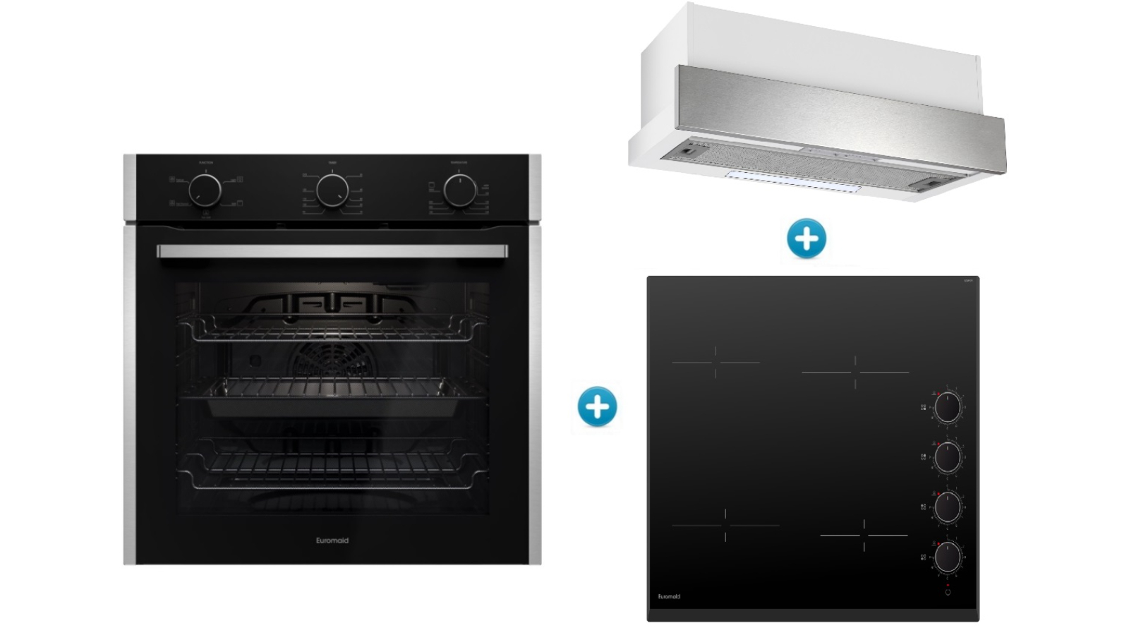Euromaid 600mm 5-Function Built-in Oven with 4 Zone Knob Control ...