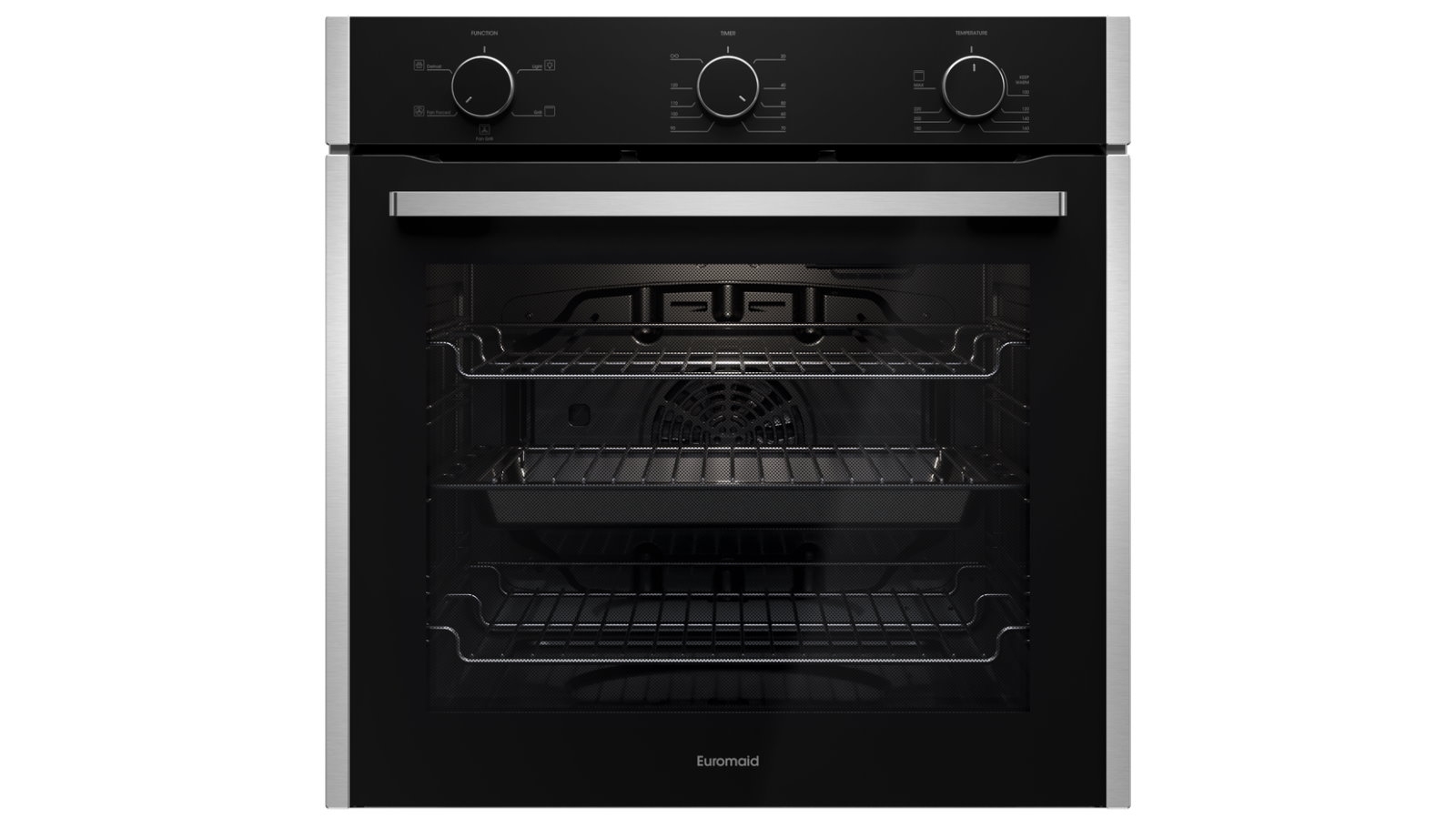 Euromaid 600mm 5-Function Built-in Oven with 4 Burner Stainless Steel ...