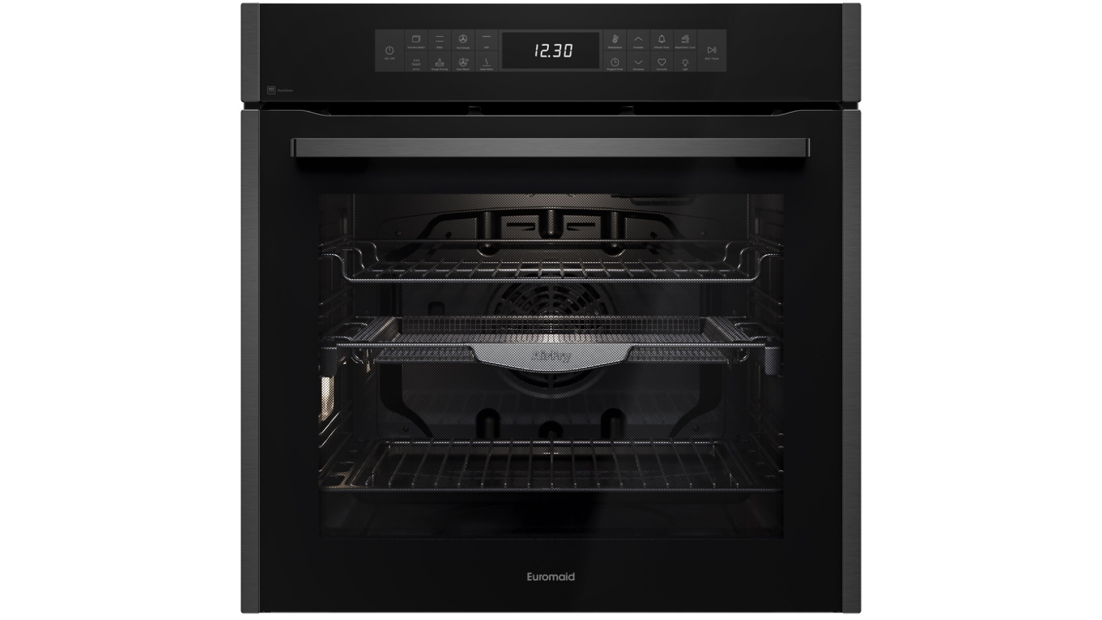 Euromaid 600mm 17-Function Pyrolytic Built-in Oven with Air Fry - Dark ...