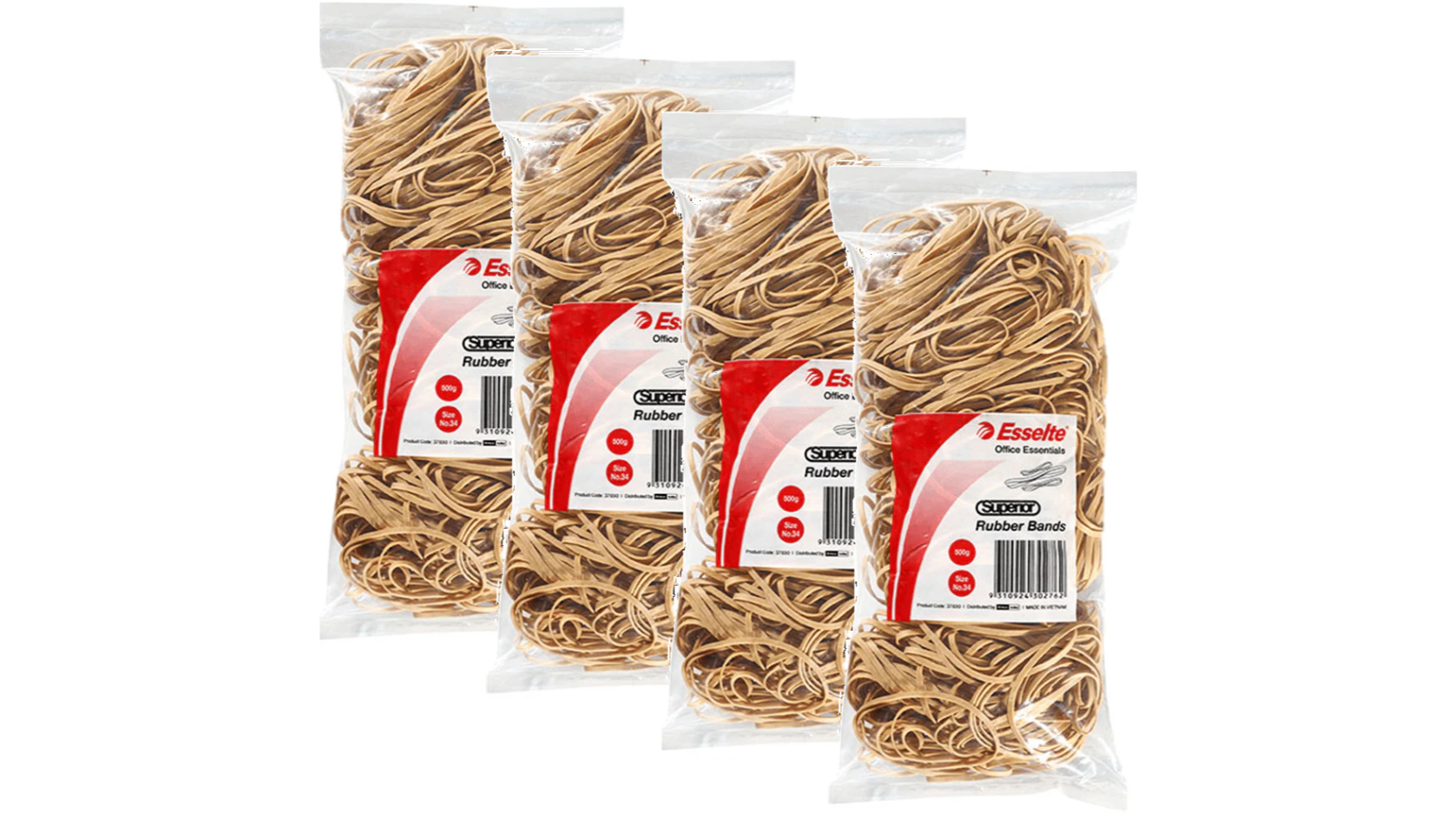 Esselte Size No. 34 Pack of 4 Superior Rubber Band Bag - 500g | Harvey ...