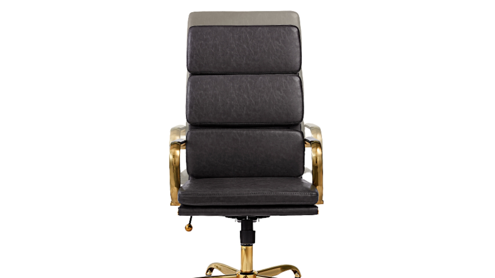 Aaron Furb Leather High Back Executive Office Chair - Gold Dark Grey ...