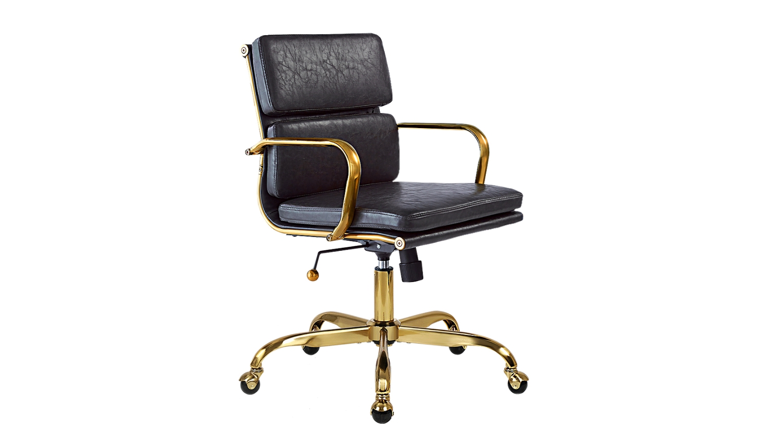 Aaron Furb Leather Mid Back Executive Office Chair - Gold Dark Grey ...