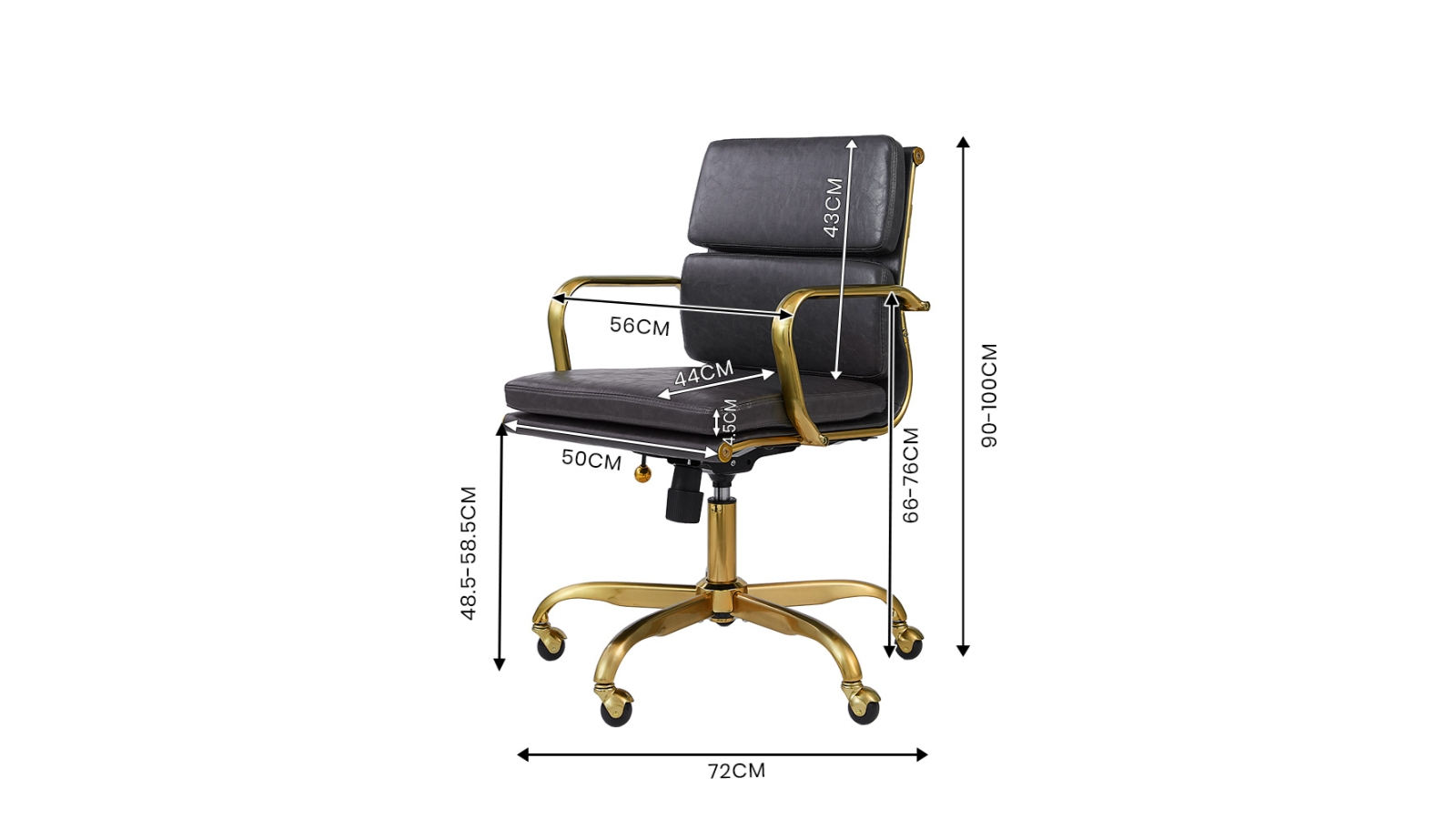 Aaron Furb Leather Mid Back Executive Office Chair - Gold Dark Grey ...