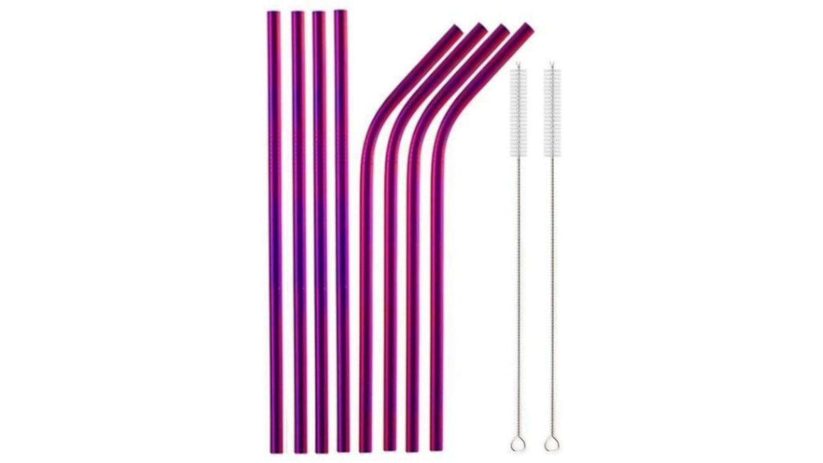 HOD 10 Piece Rainbow Stainless Steel Reusable Straw - Purple | Harvey ...