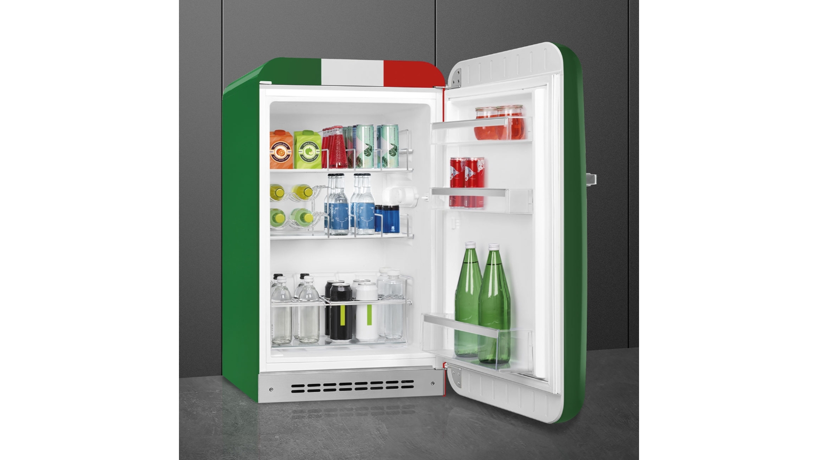 Smeg 135L 50's Style Retro Right Hinge Bar Fridge - Italian Flag ...