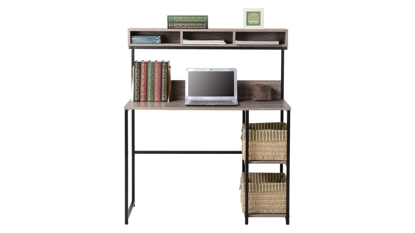 Maestro Furniture Fai Industrial Home Office Desk with Hutch - Brown ...